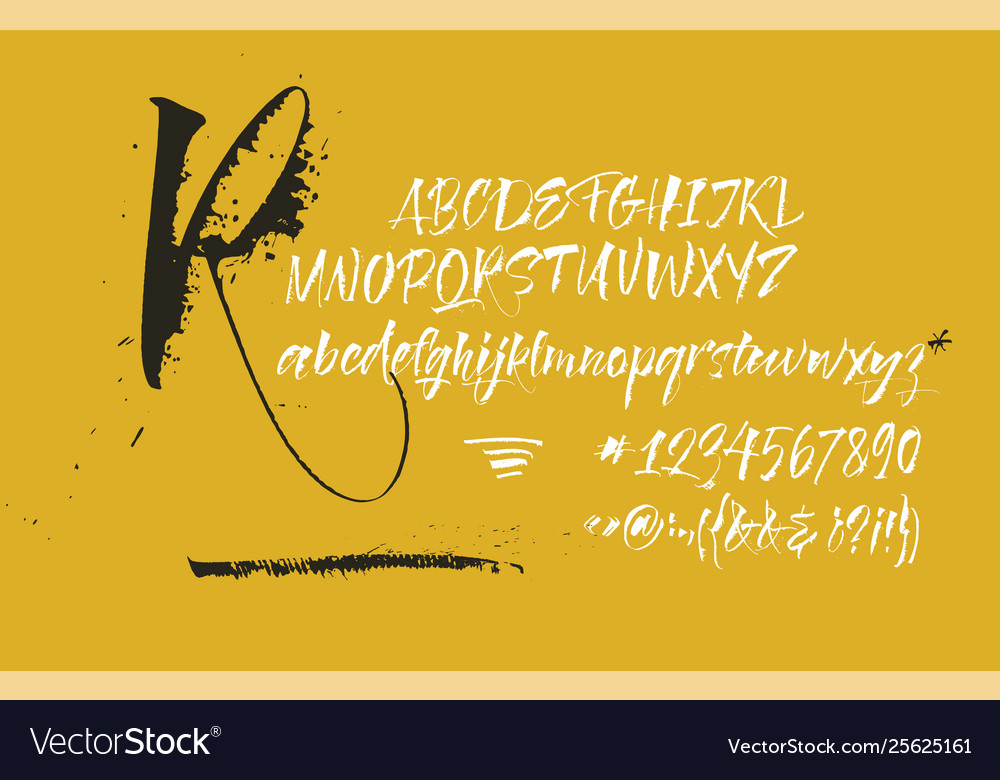 Expressive calligraphic script blots splashes Vector Image