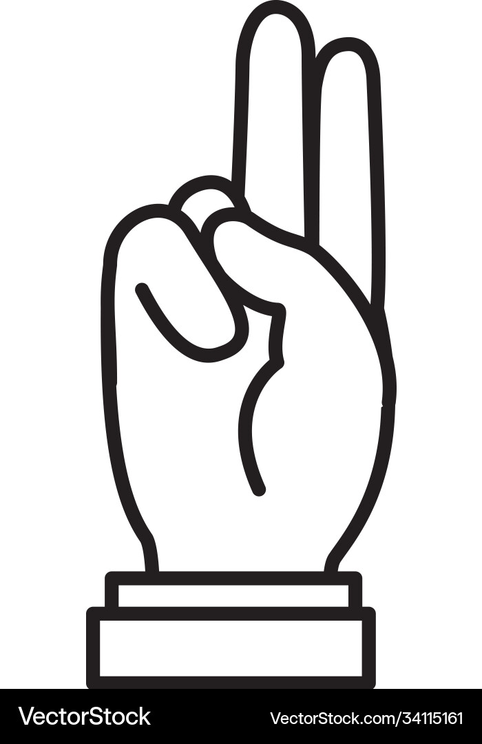 Hand gesture showing letter u on sign language Vector Image