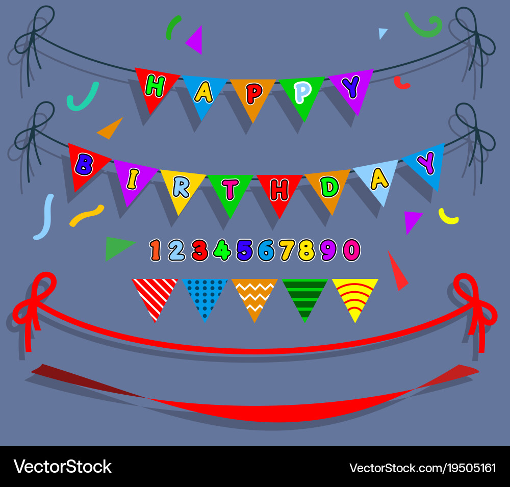 Happy birthday flag party Royalty Free Vector Image