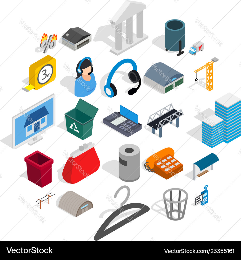 Industrial zone icons set isometric style Vector Image