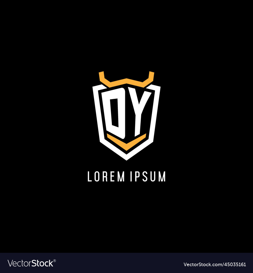 Initial dy geometric shield esport logo monogram Vector Image