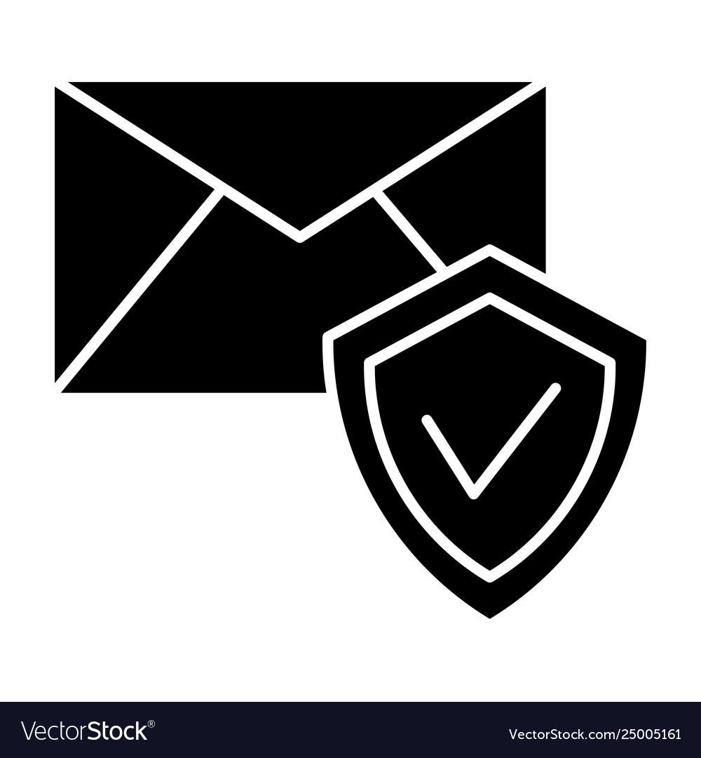 Message protection solid icon envelope and shield Vector Image