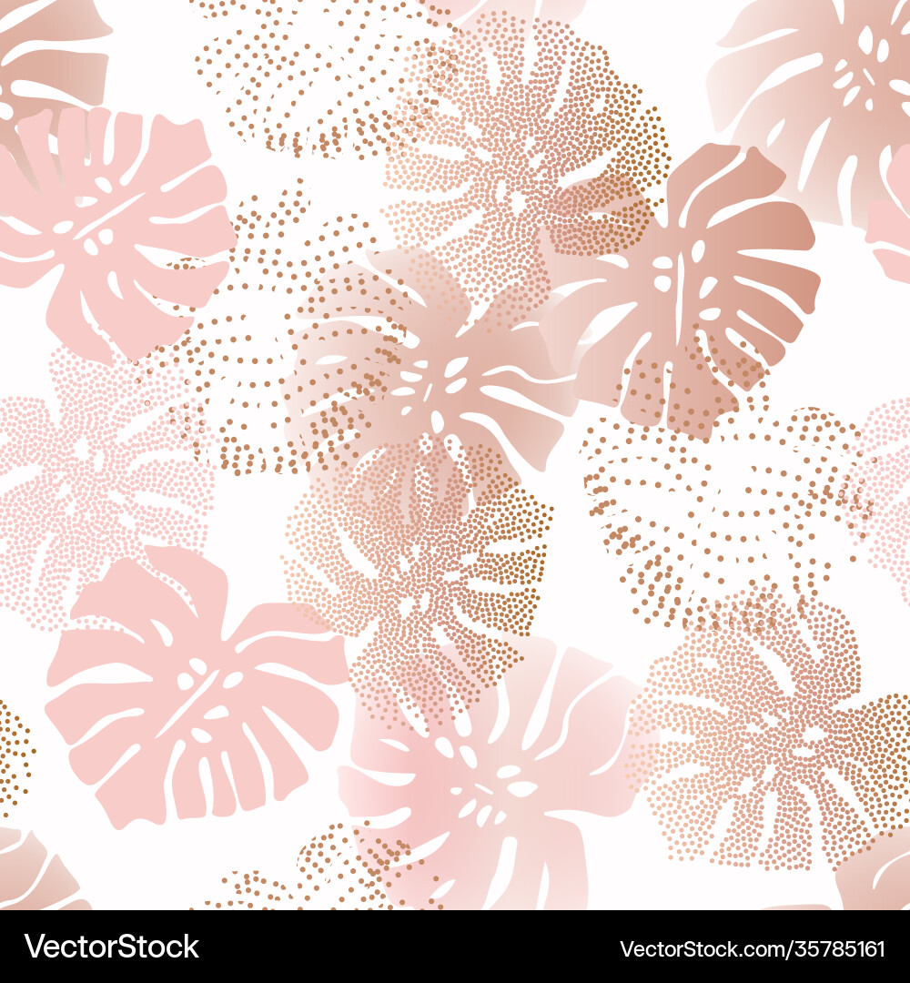 Monochrome tropical gradient and dotted leaves Vector Image