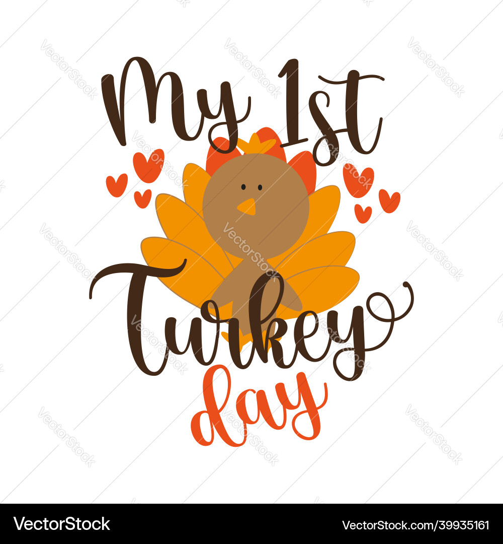 My first turkey day - with cute bird Royalty Free Vector