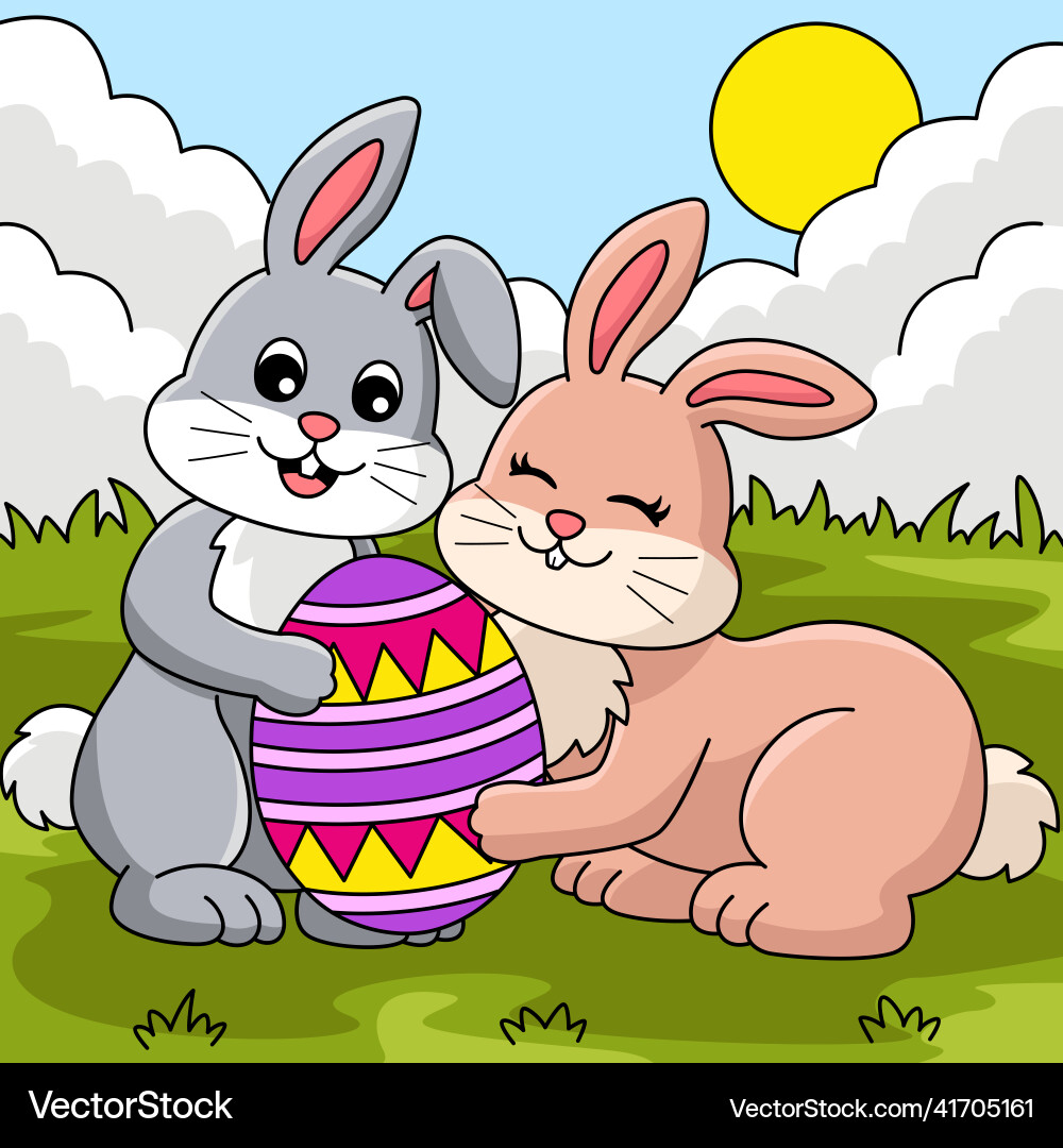 Rabbit holding easter egg colored Royalty Free Vector Image