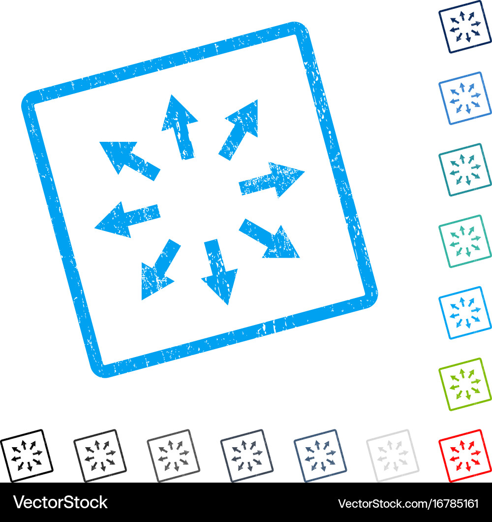 Radial arrows icon rubber watermark Royalty Free Vector