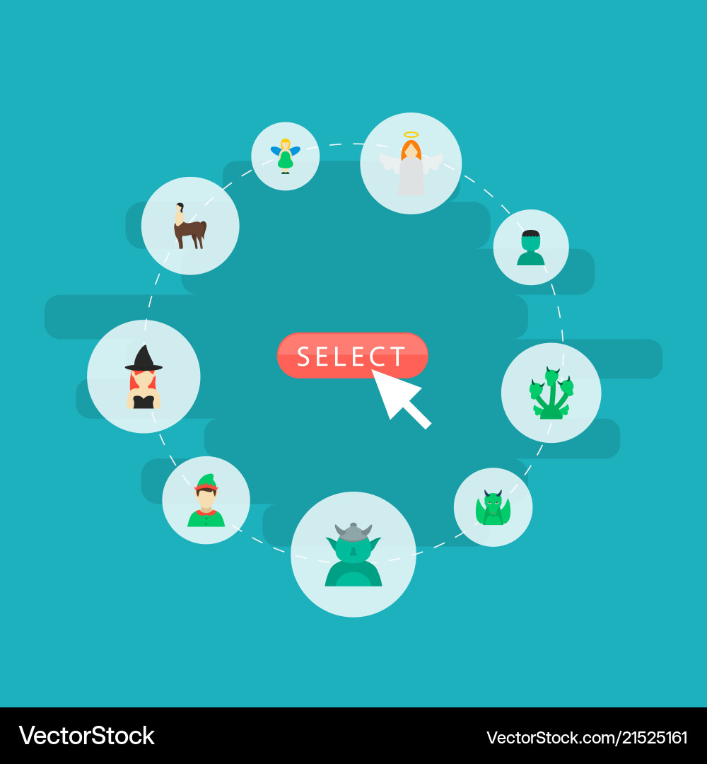 Set character icons flat style symbols Royalty Free Vector