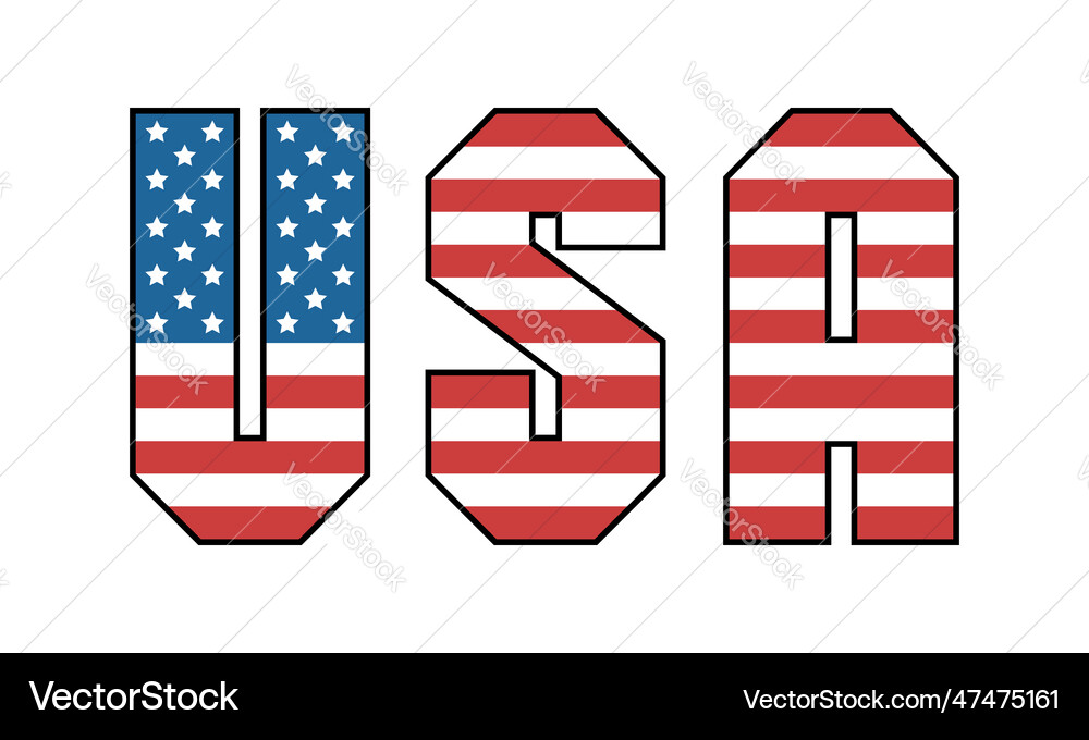 Usa word with american flag Royalty Free Vector Image