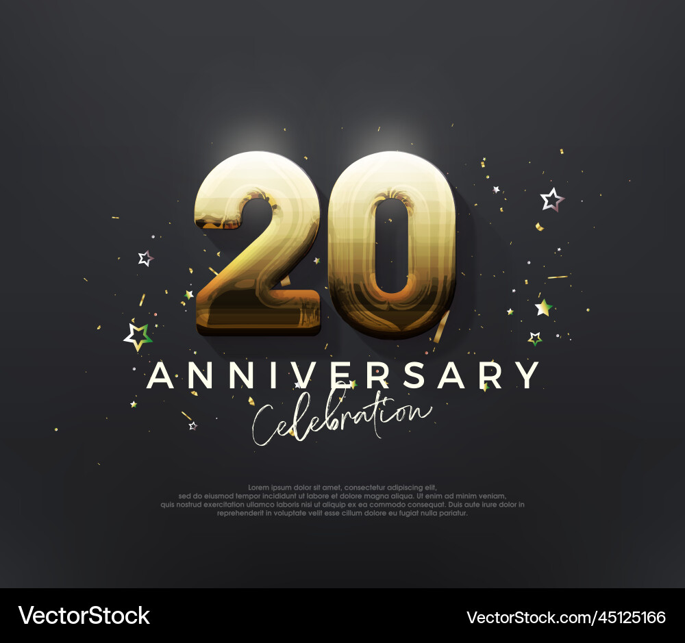 20th anniversary celebration with shiny gold Vector Image