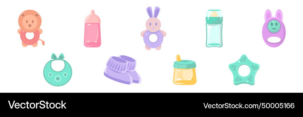 Babyhood object and different childhood items Vector Image