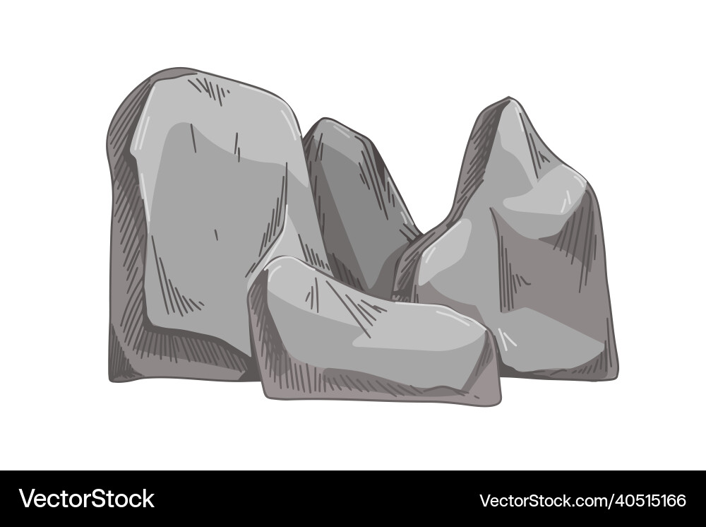 Big heavy rocks group of rough solid boulders Vector Image