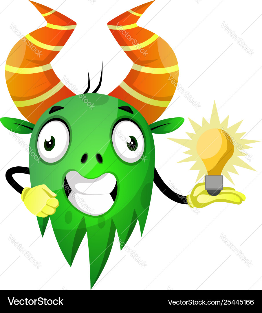 Cheerful monster with an idea on white background Vector Image