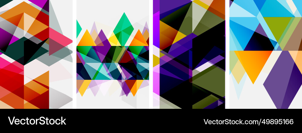 Colorful bright triangles with various colors and Vector Image
