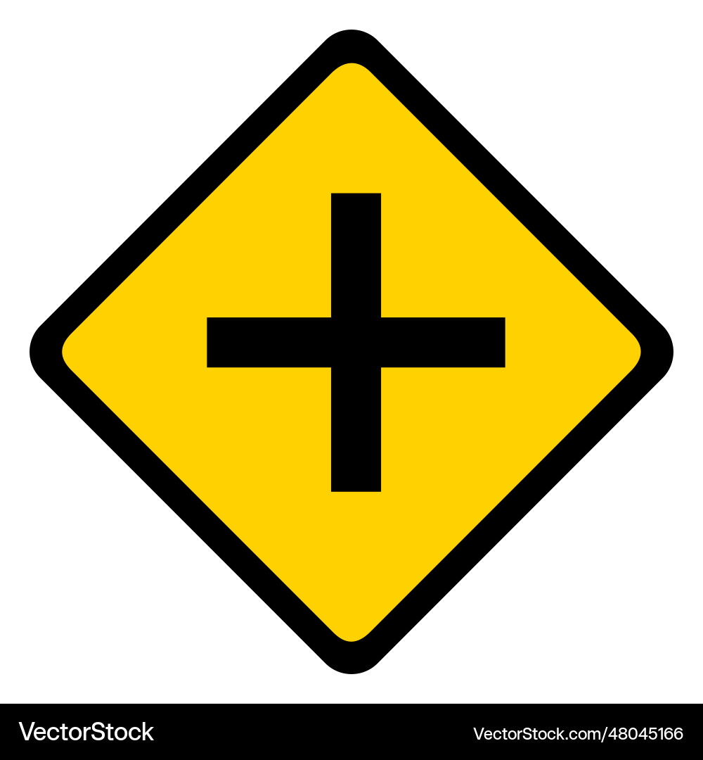 Cross crossing crossroads rhomb warning flat Vector Image