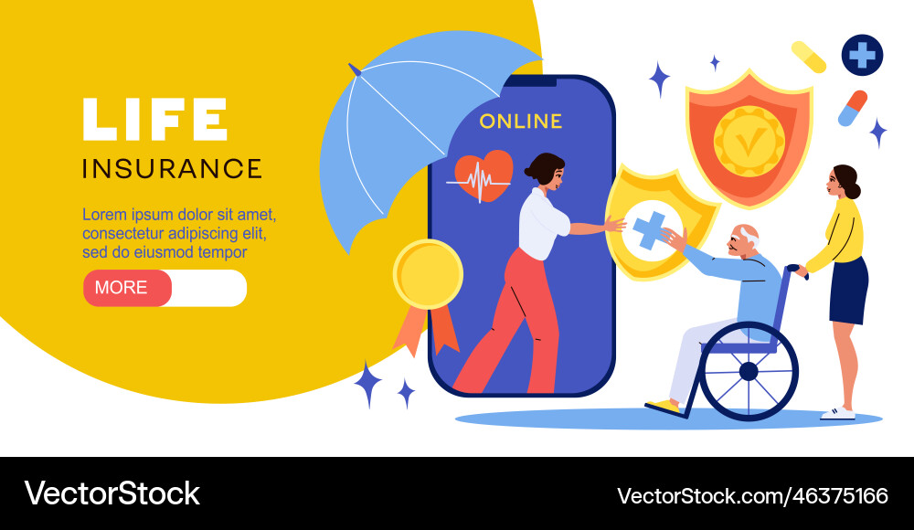 Disabled life insurance banner Royalty Free Vector Image