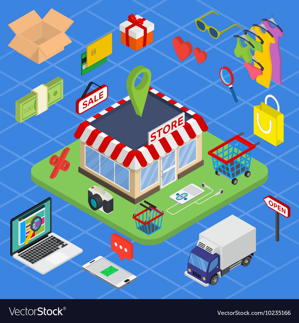 Flat 3d web isometric e-commerce electronic Vector Image