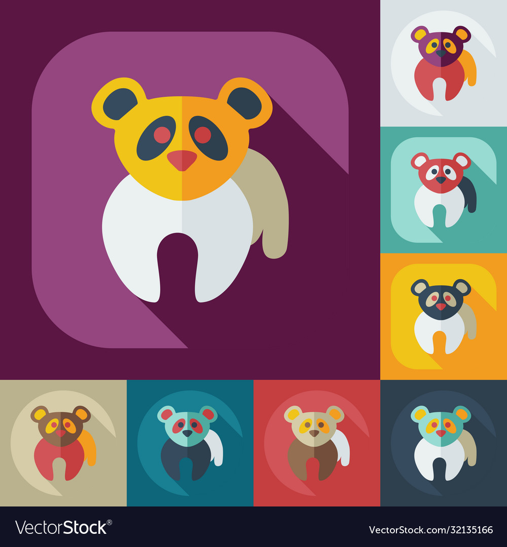 Flat modern design with shadow icons pandas Vector Image