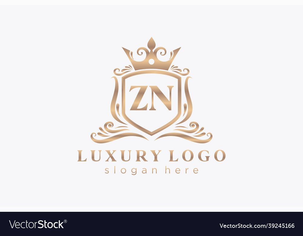 Initial zn letter royal luxury logo template Vector Image