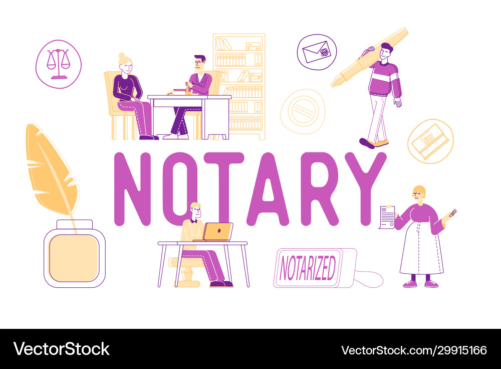 Notary professional service concept people visit Vector Image