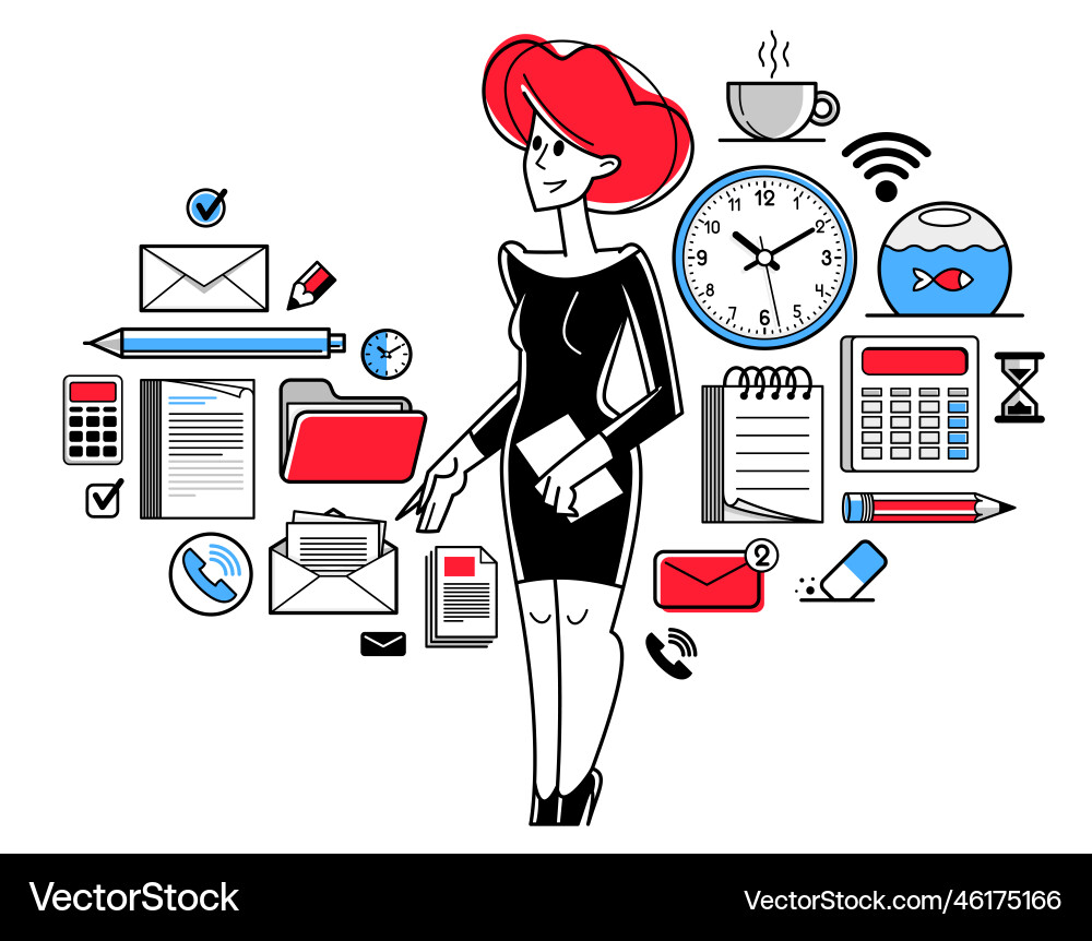 Office worker doing everyday job outline career Vector Image