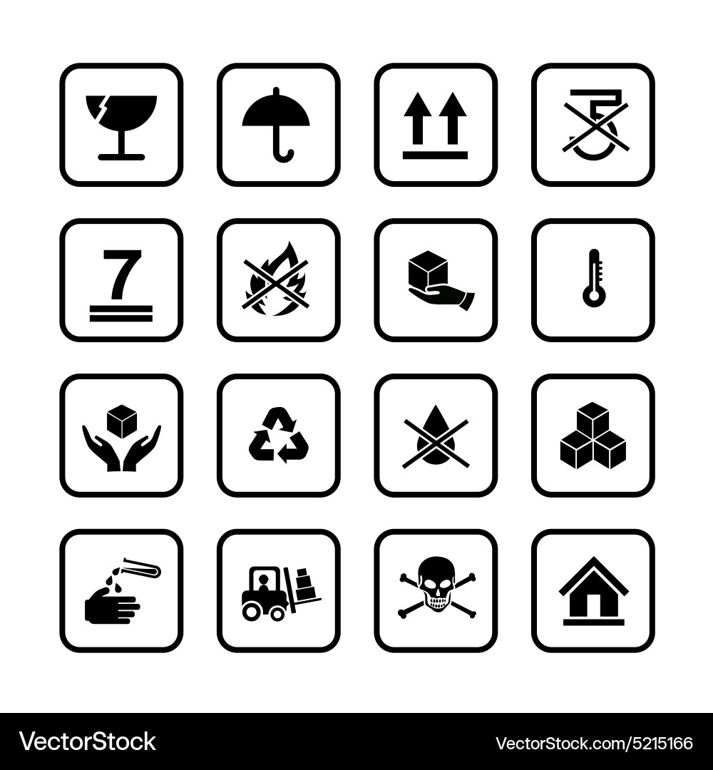 Set packing symbols icon for box isolated on Vector Image