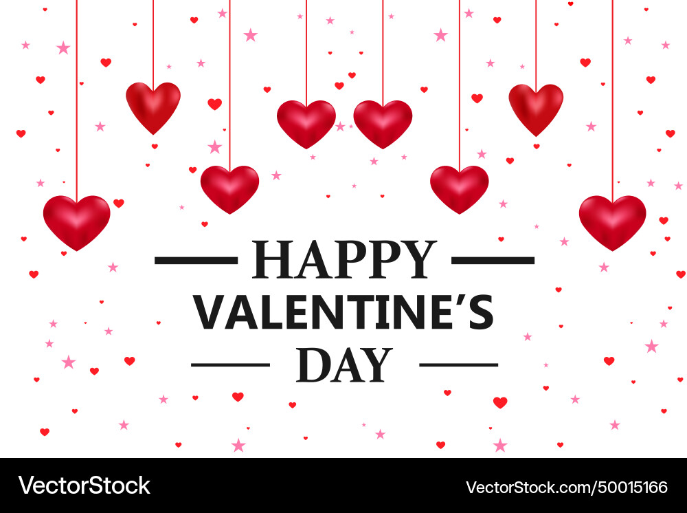 Valentine day celebration typography hanging 3d Vector Image
