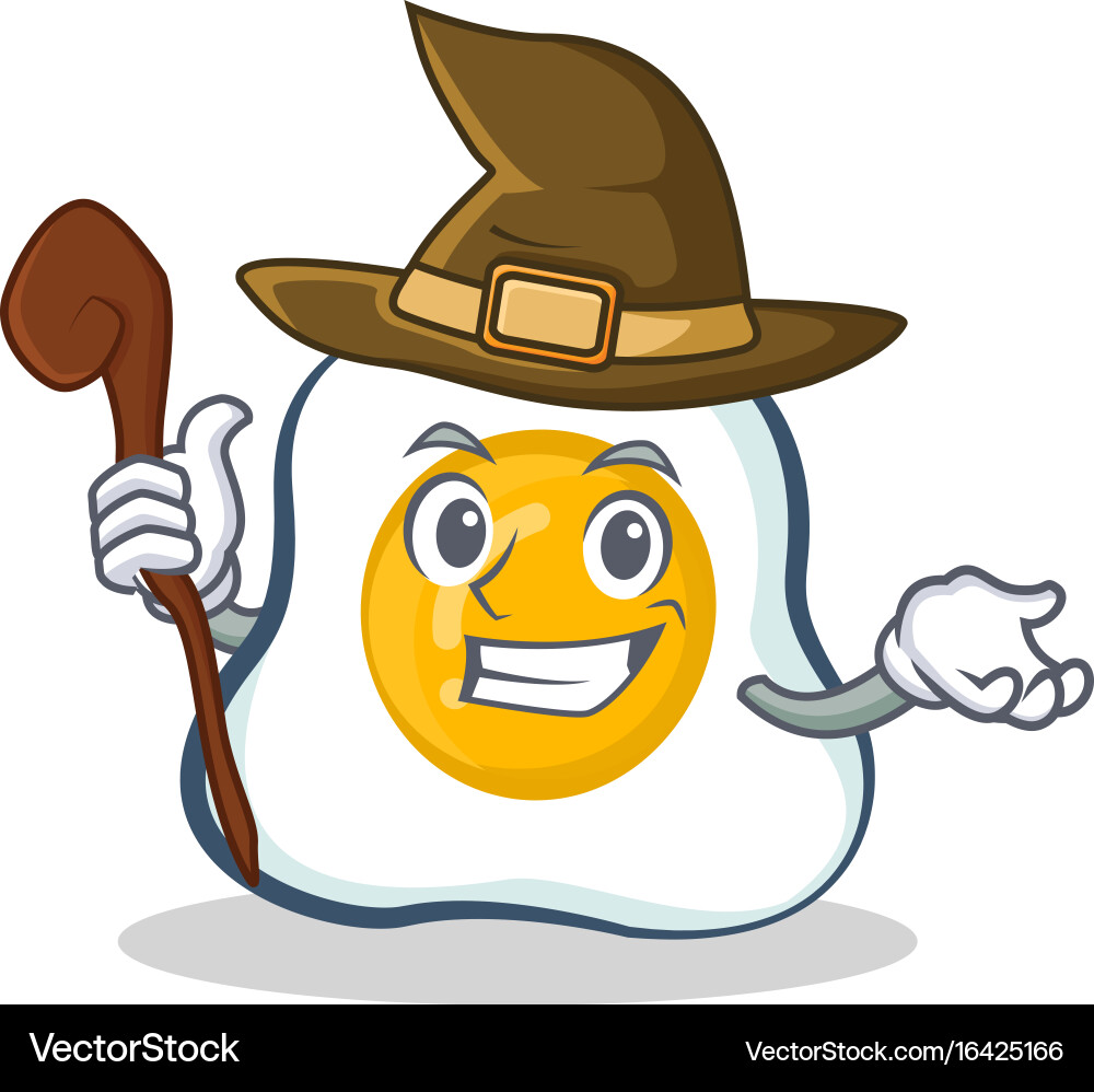 Witch fried egg character cartoon Royalty Free Vector Image