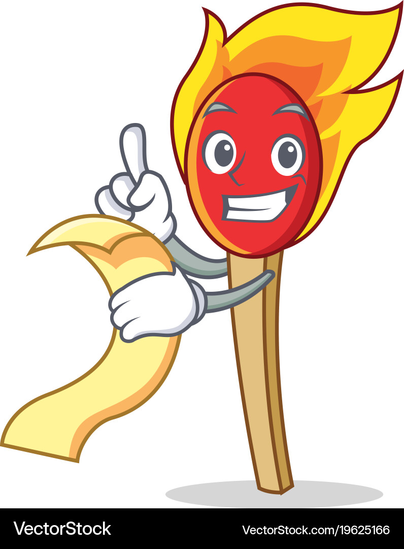 With menu match stick mascot cartoon Royalty Free Vector