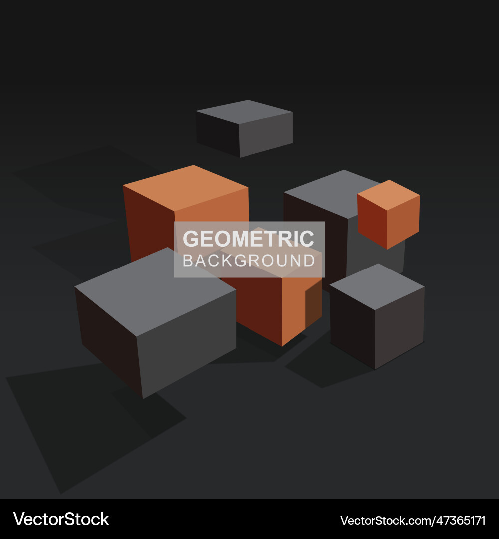 3d yellow and black geometric cube banner Vector Image