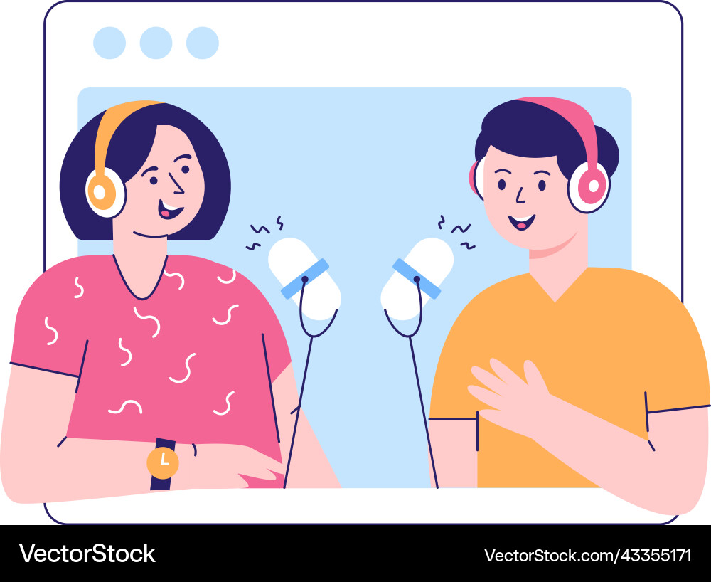 A customizable flat of podcast guest Royalty Free Vector