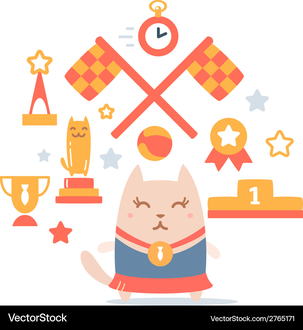 Character winner with a medal colorful flat Vector Image