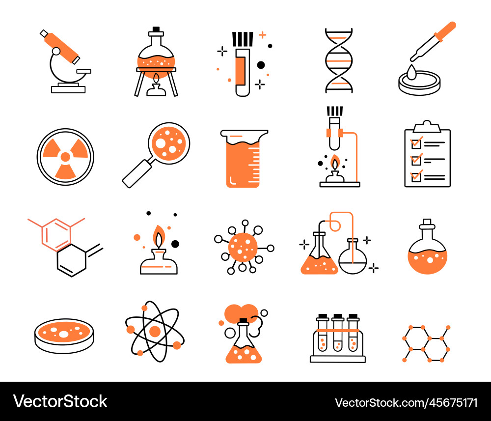 Chemistry Icons - Lab & Molecules Royalty Free Vector