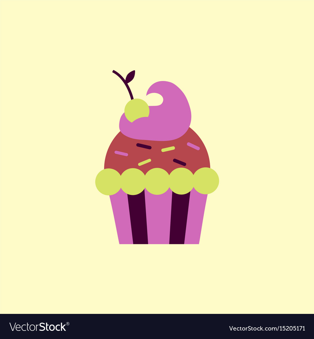Cherry Cupcake Icon Royalty Free Vector Image Vectorstock