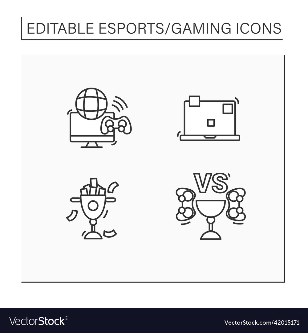 Esports line icons set Royalty Free Vector Image