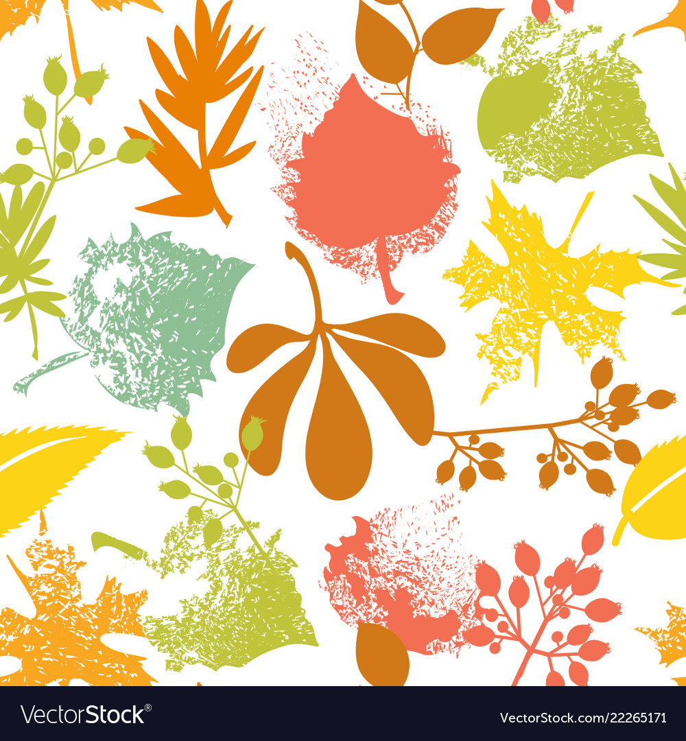 Fall leaf and rosehip pattern Royalty Free Vector Image