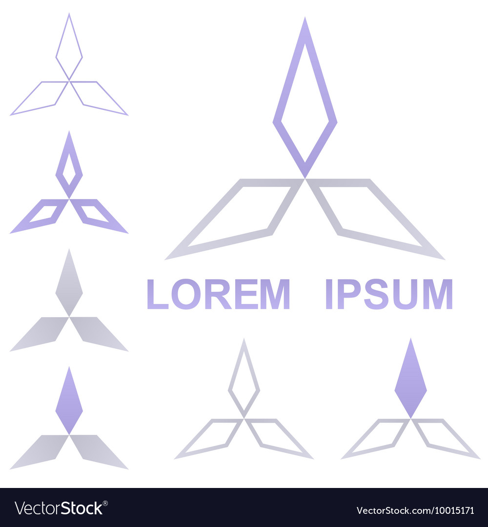 Geometric triangular logo set Royalty Free Vector Image