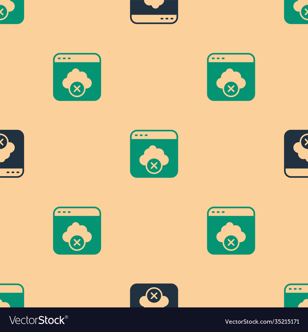 Green And Black Failed Access Cloud Storage Icon Vector Image 8196