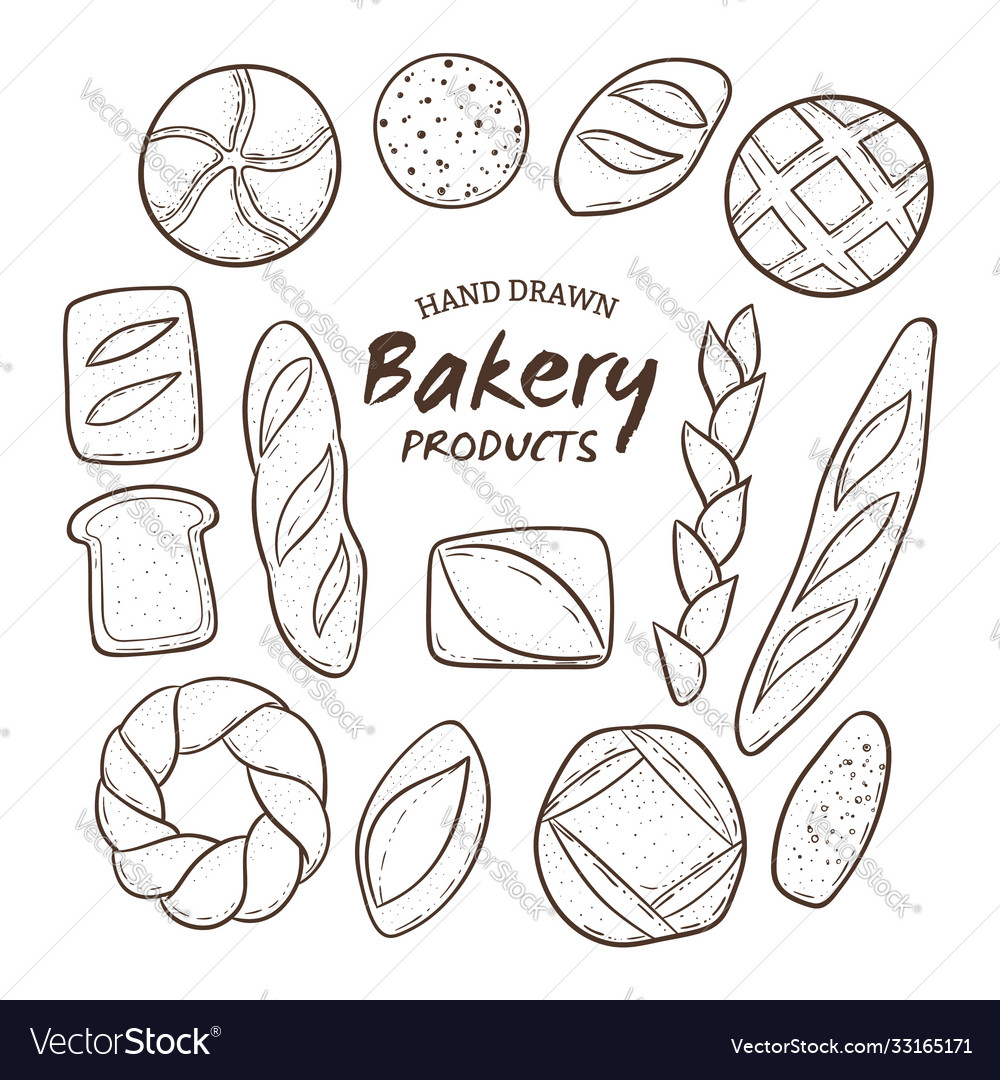 Hand drawn bread set Royalty Free Vector Image