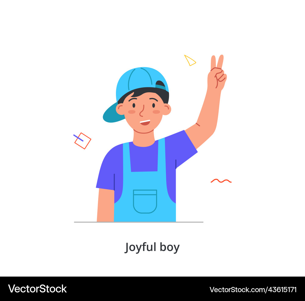 Happy kid raising and waving hands Royalty Free Vector Image