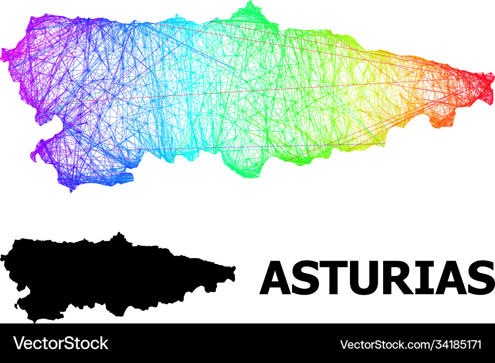 Hatched map asturias province with spectral Vector Image