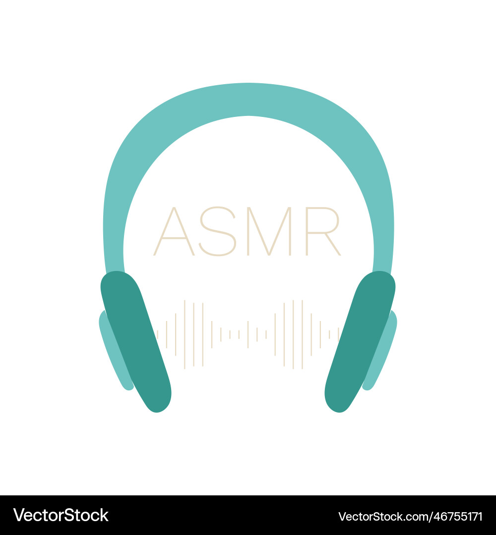 Headphones sound wave and asmr text wireless Vector Image