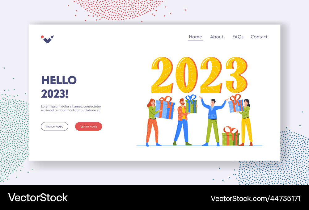 Hello 2023 landing page template greeting card Vector Image
