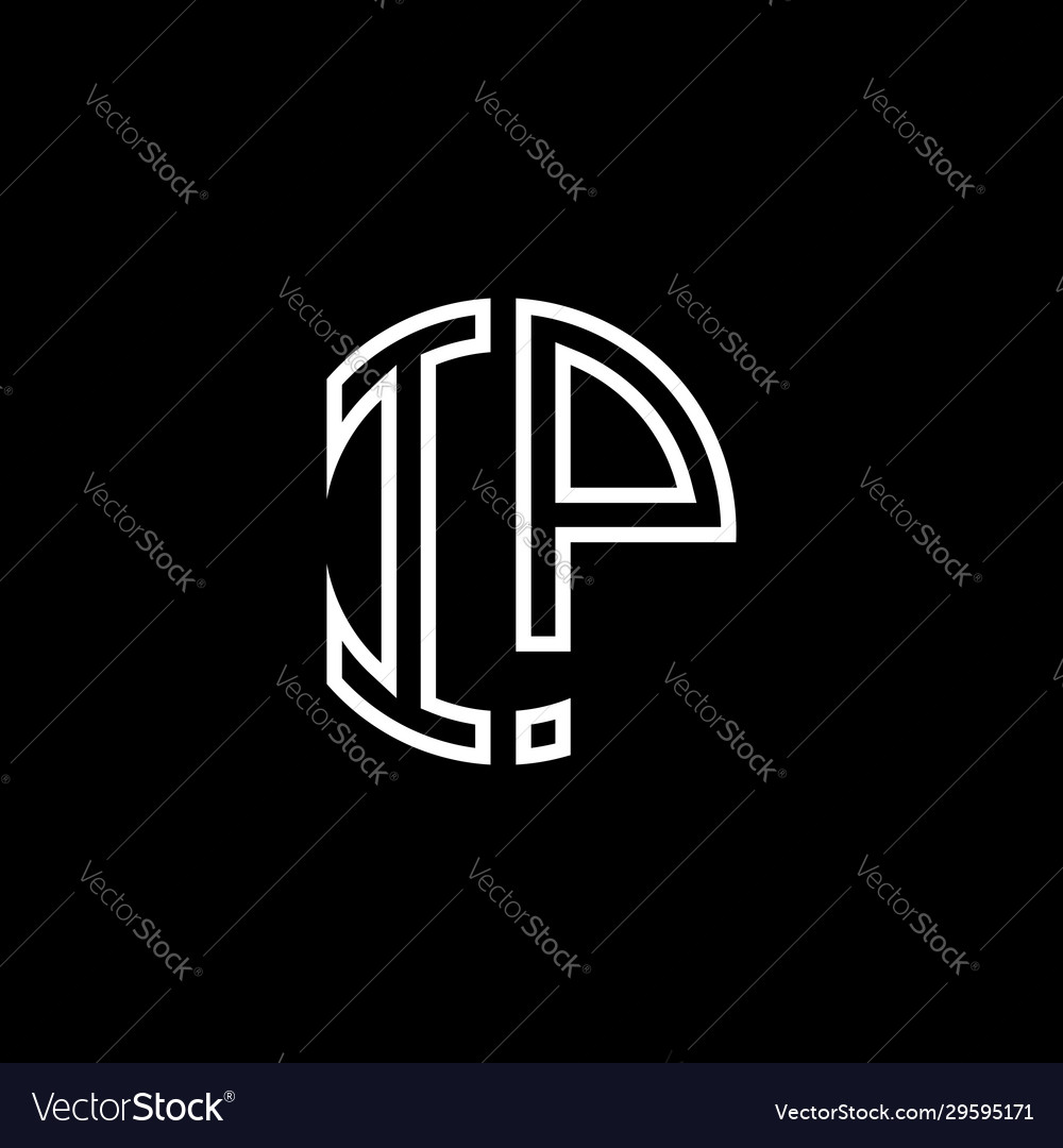 Ip monogram logo circle ribbon style outline Vector Image