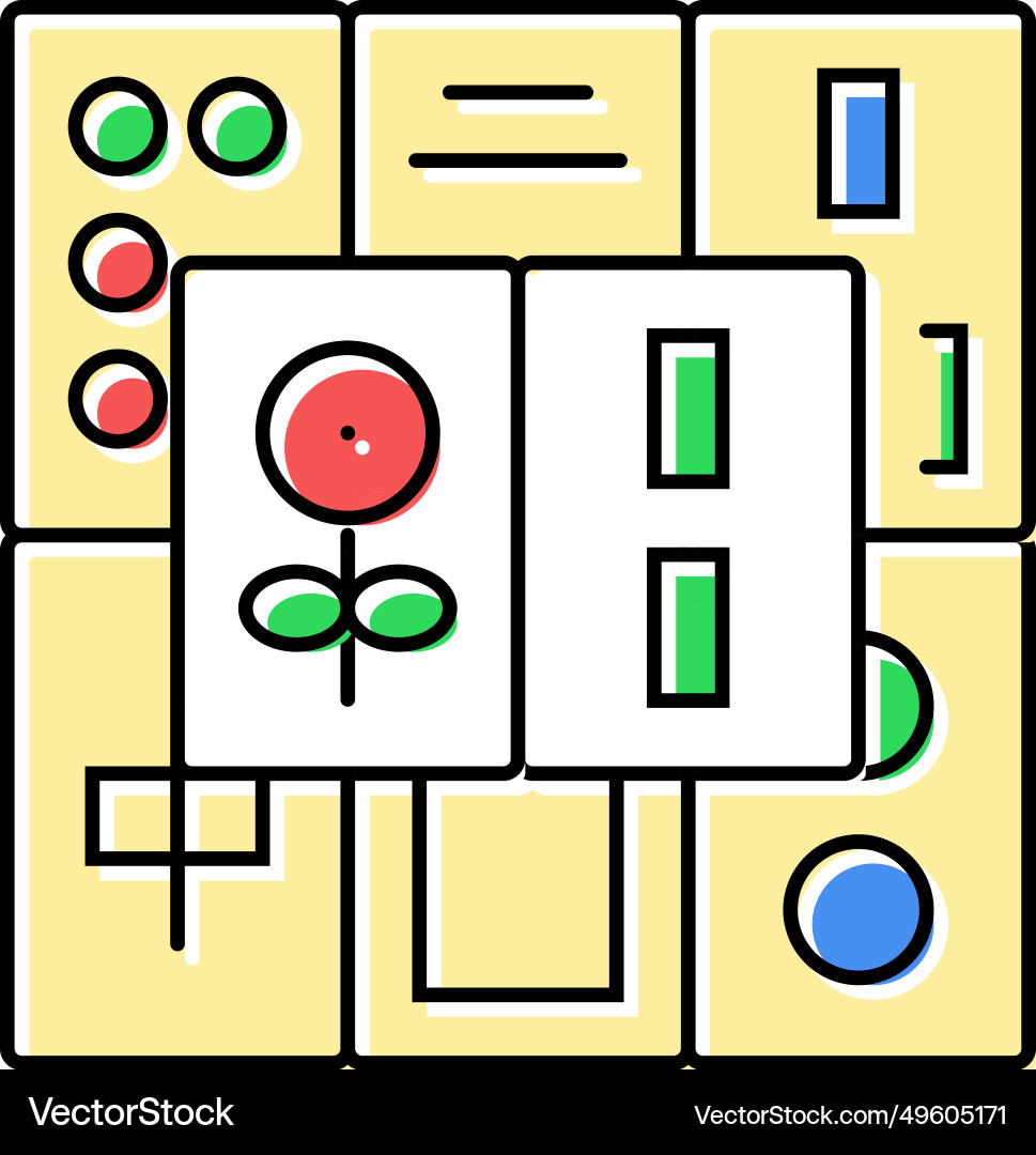Mahjong tiles board table color icon Royalty Free Vector