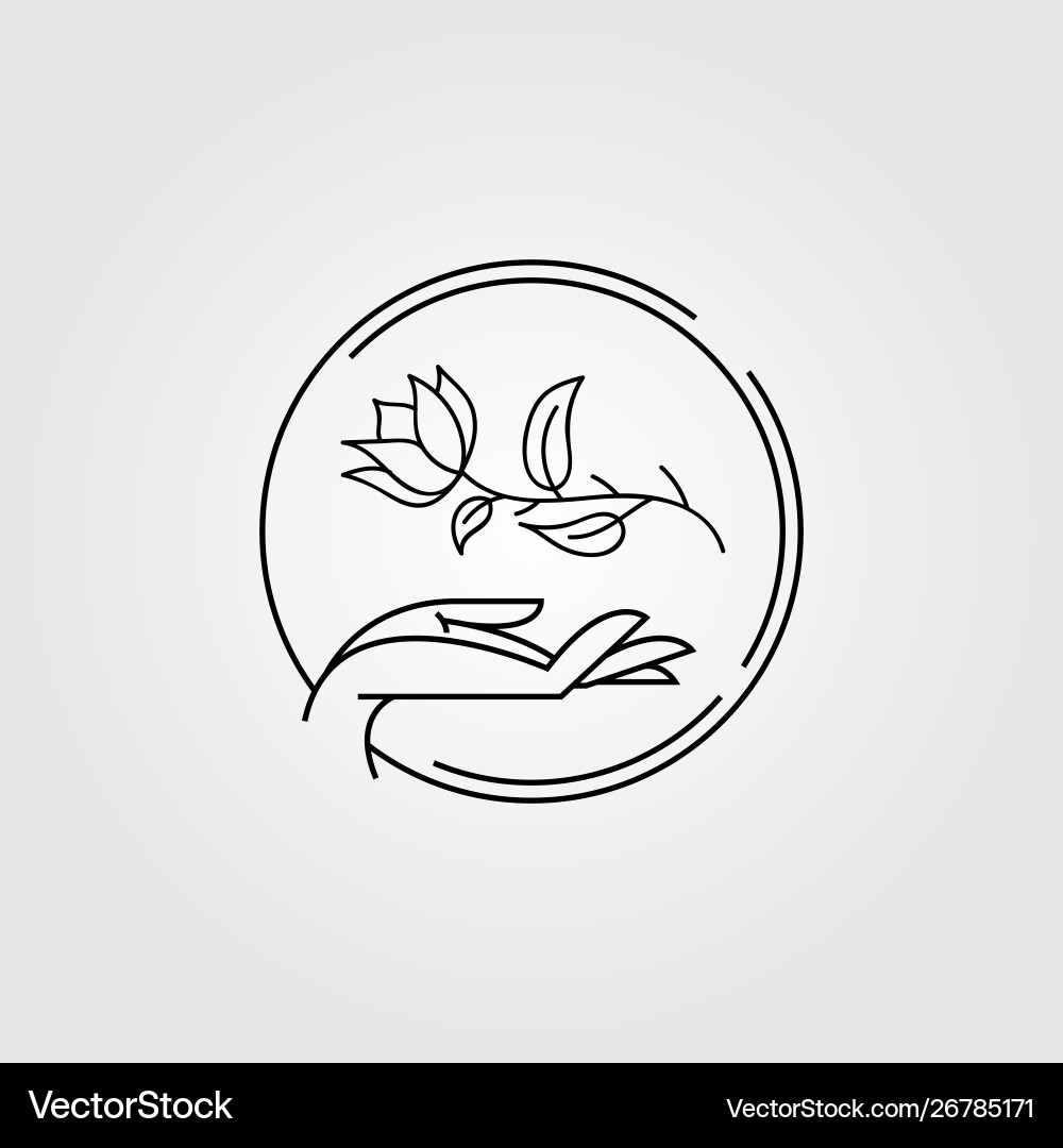 Minimalist botanical and hand logo Royalty Free Vector Image