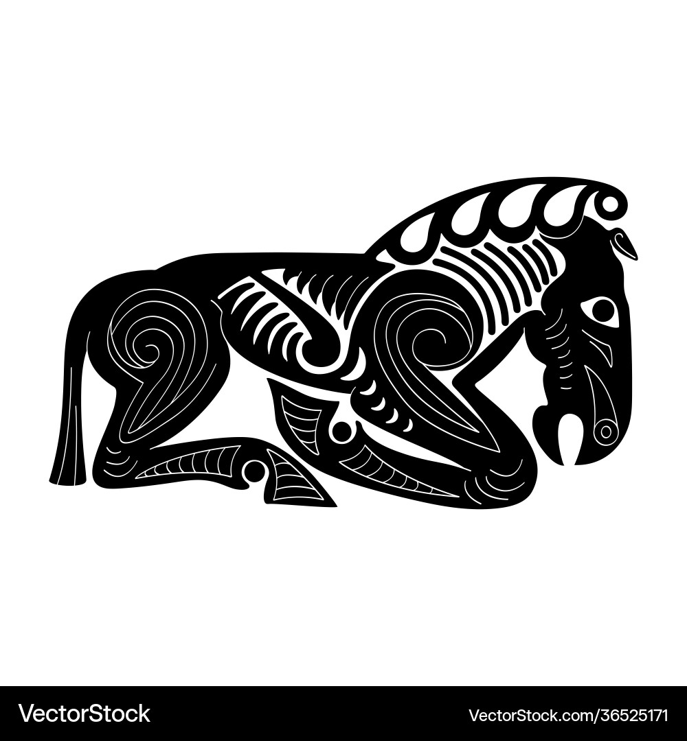 Monochrome icon with ancient scythian art Vector Image