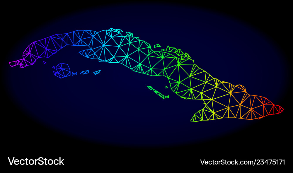 Polygonal 2d spectrum mesh map of cuba Royalty Free Vector