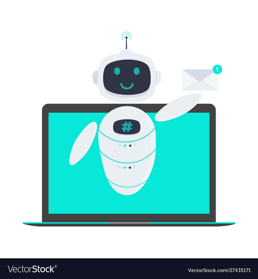 Robot chatbot icon sign flat style design Vector Image
