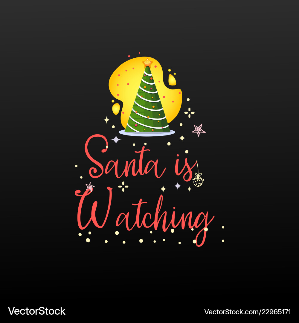Santa is watching festive banner christmas tree Vector Image