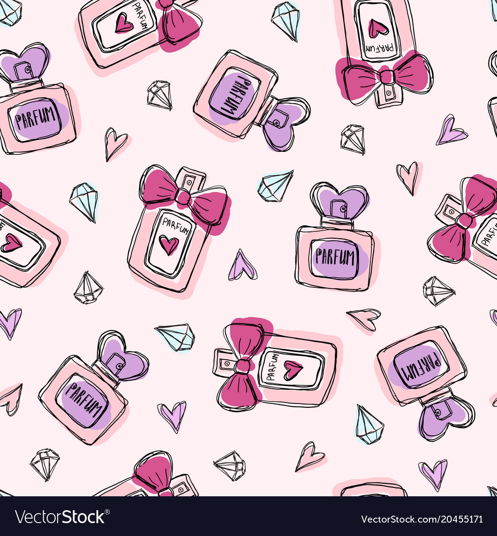 Seamless pattern with perfume bottles crystals Vector Image